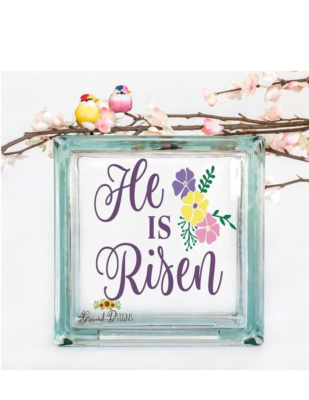 He is Risen Vinyl Decal Glass Block Ceramic Tile Easter Spring ...