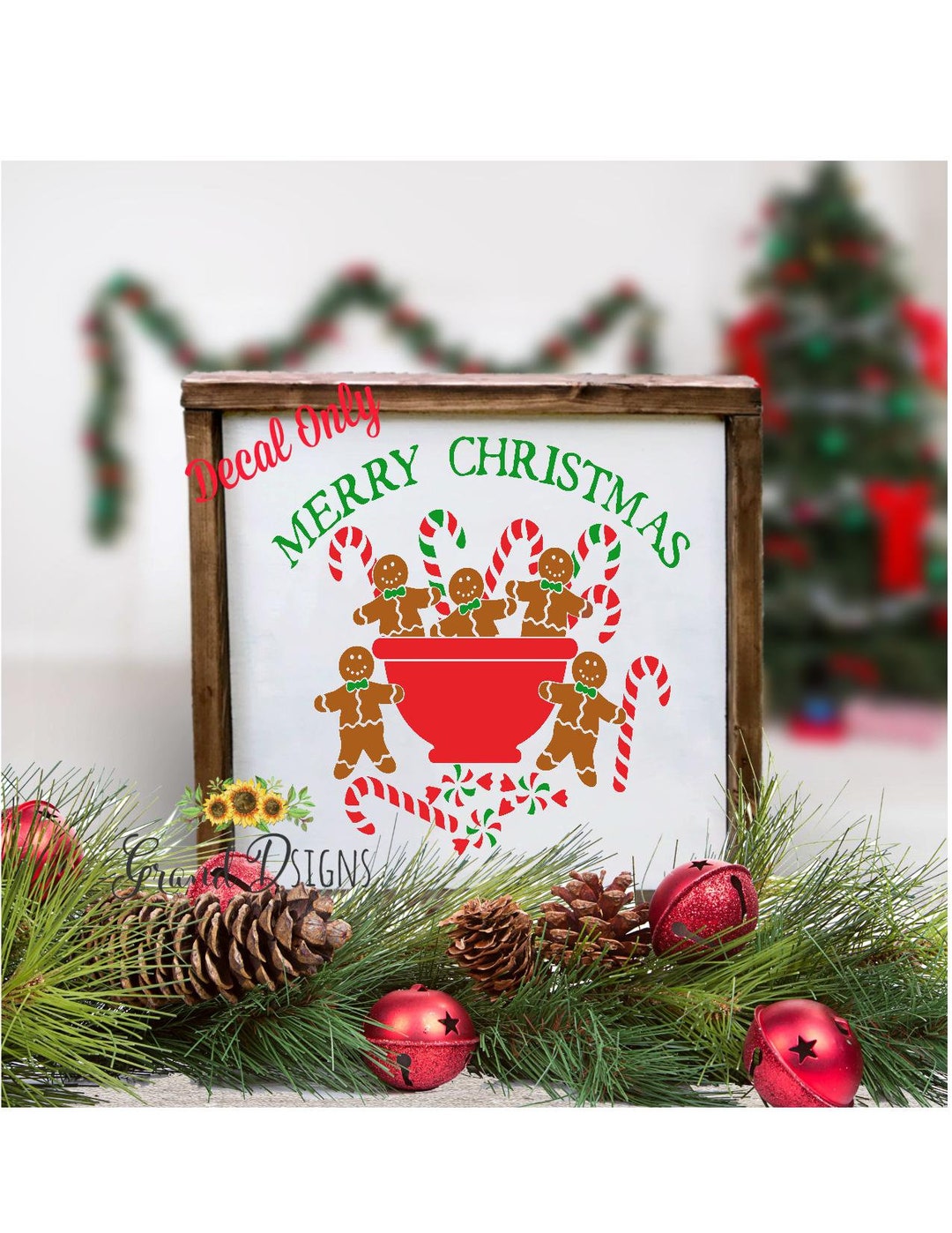 Gingerbread Christmas Vinyl Decal Christmas Decals for Glass Blocks ...