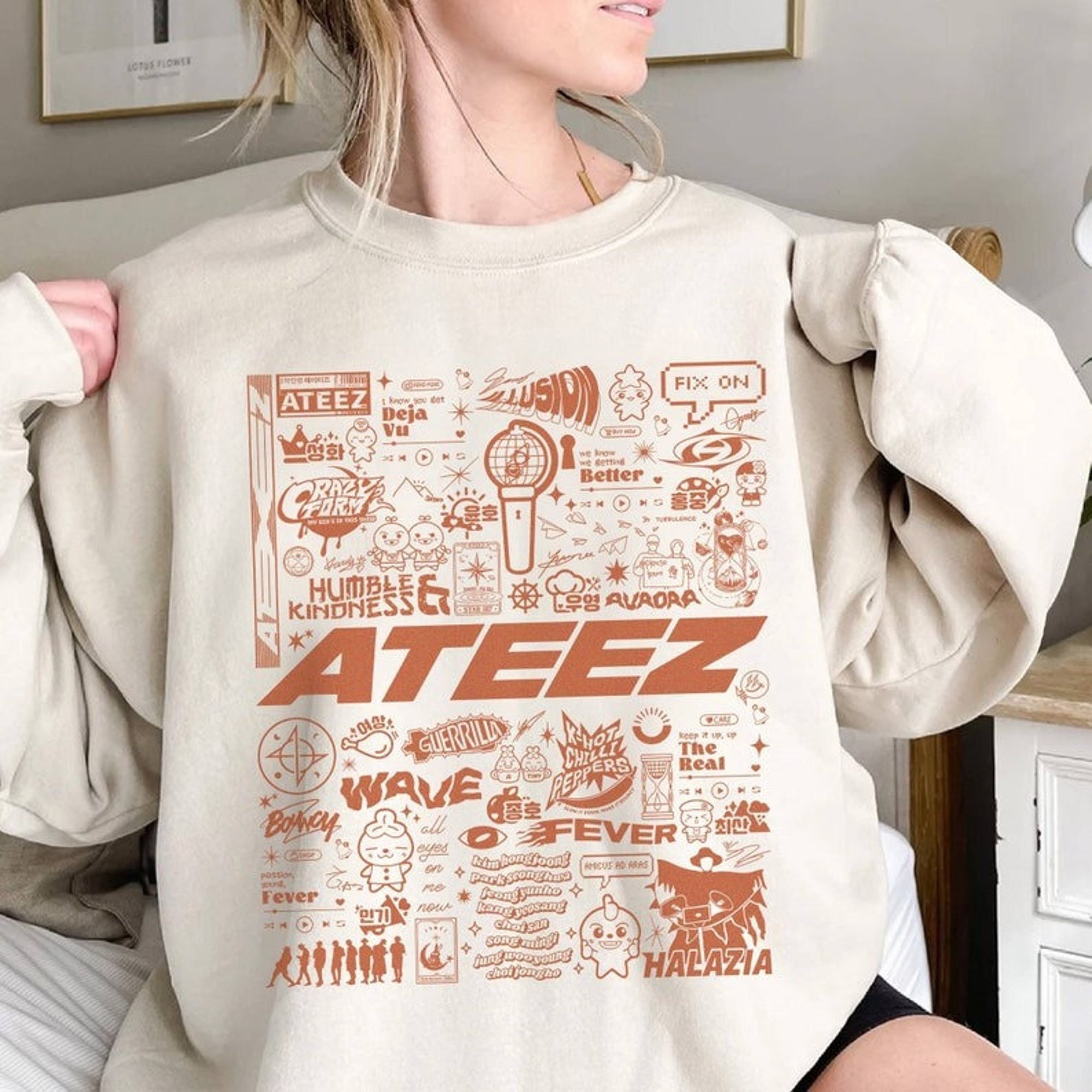 Vintage Ateez Doodle Art Shirt, Ateez Shirt , Atiny Sweatshirt , Ateez ...