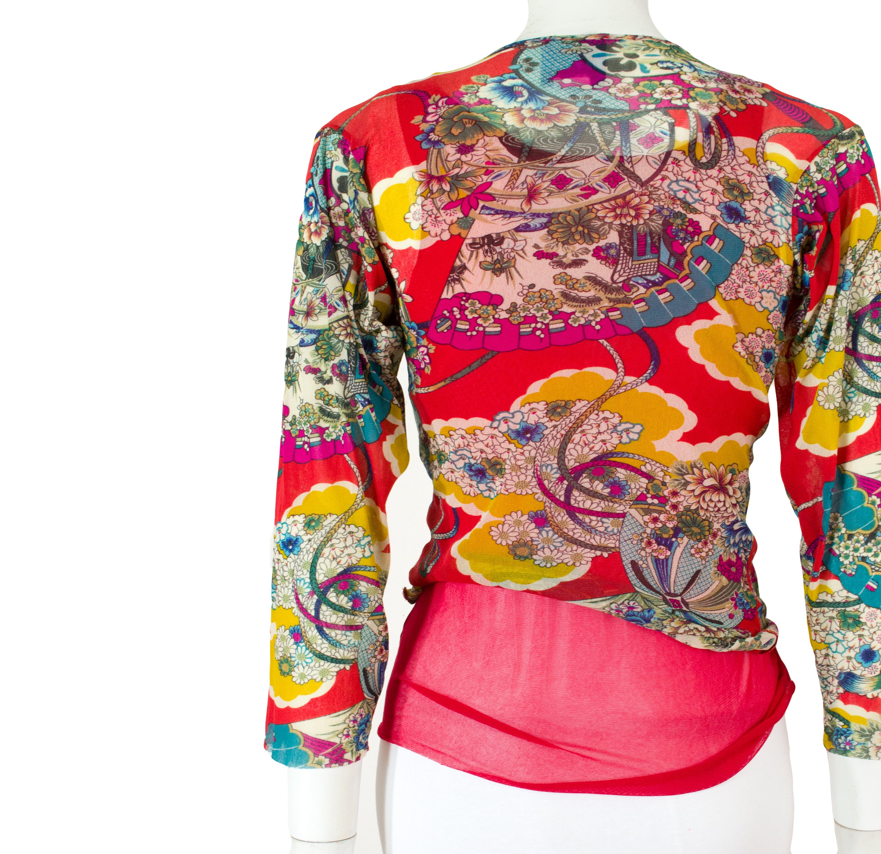 KENZO Jeans Mesh Top With Japanese Pop Patterns, V-neck / S M / Vintage ...