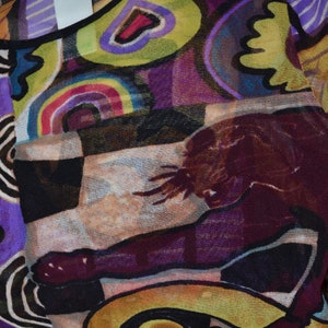 KENZO Mesh Top, Long Sleeves, Geometric Patterns, Calligraphy, RARE / S ...