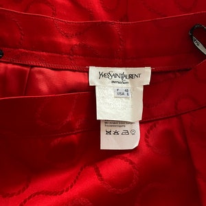 Yves SAINT LAURENT Suit, Jacket and Skirt, Red Cotton Tone-on-tone ...