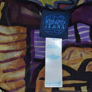 KENZO Mesh Top, Long Sleeves, Geometric Patterns, Calligraphy, RARE / S ...