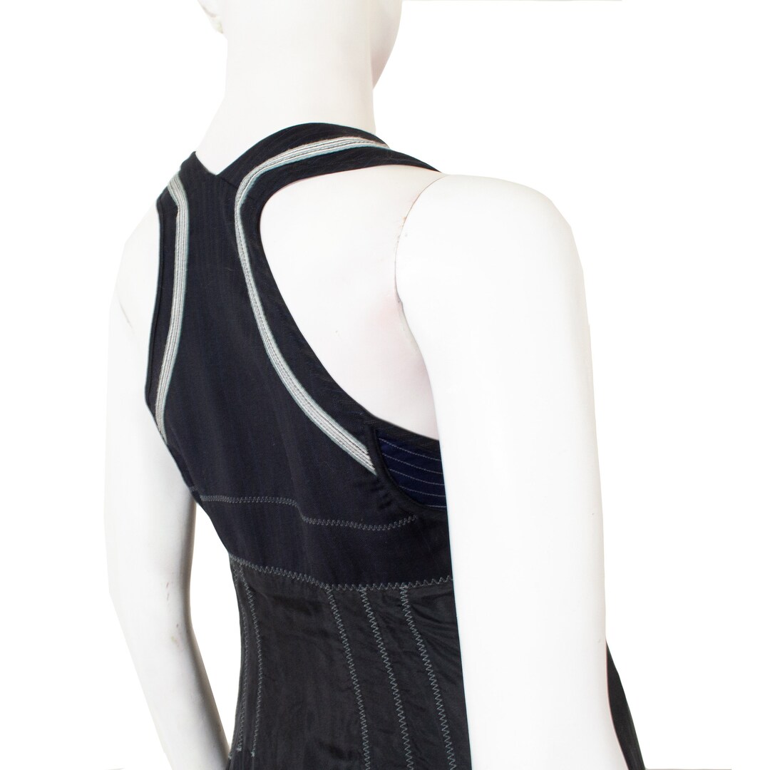 Marithé François GIRBAUD Silk and Cotton Dress in Blue Tones, Racer ...