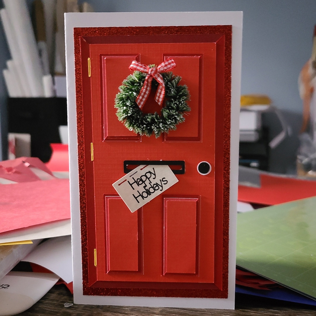 Handmade Christmas Card Victorian Door 3D Wreath Greeting Card Pack - Etsy