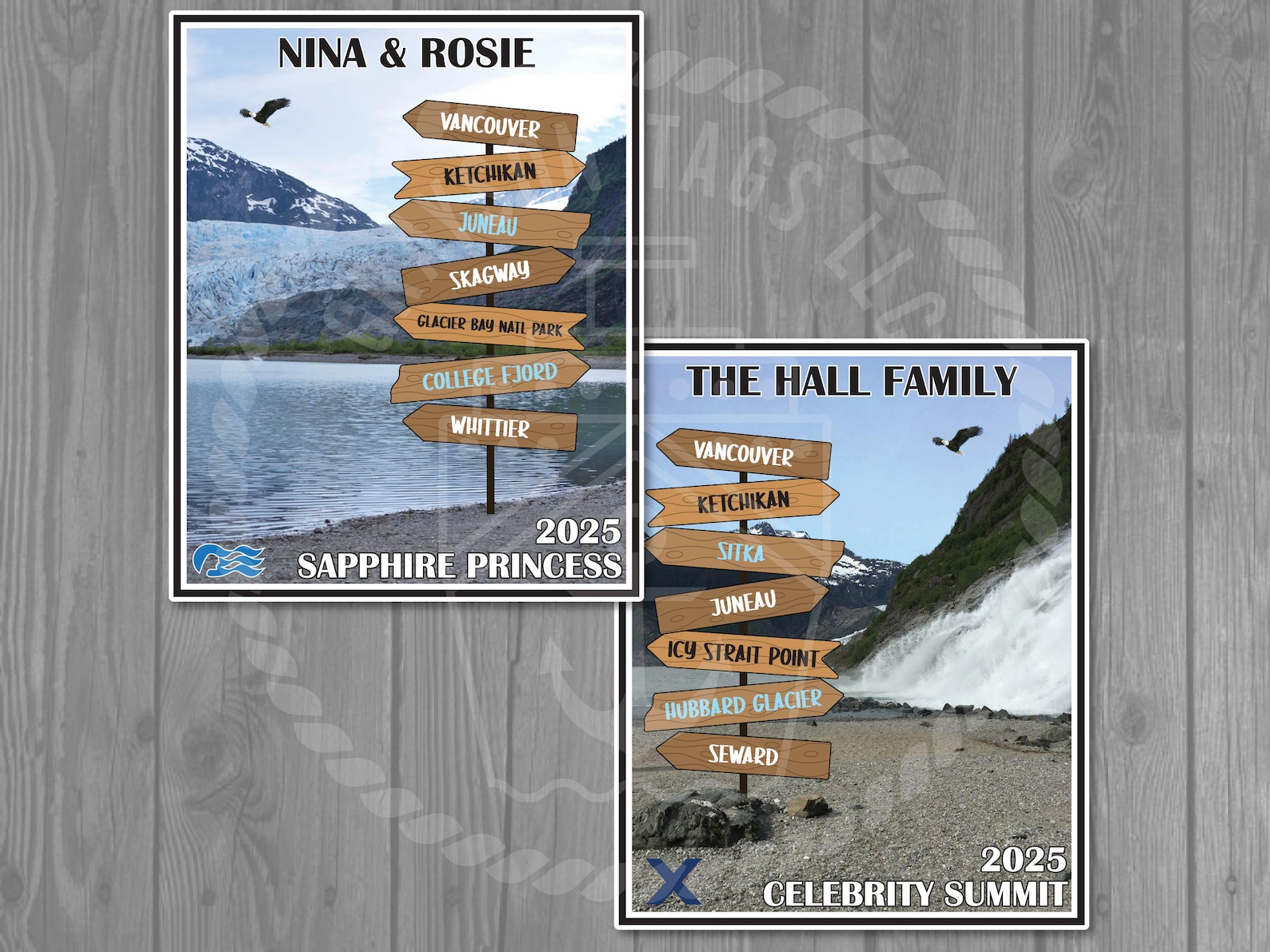 Alaskan Cruise Direction Sign Post Magnet With Ports of Call (2 Sizes ...
