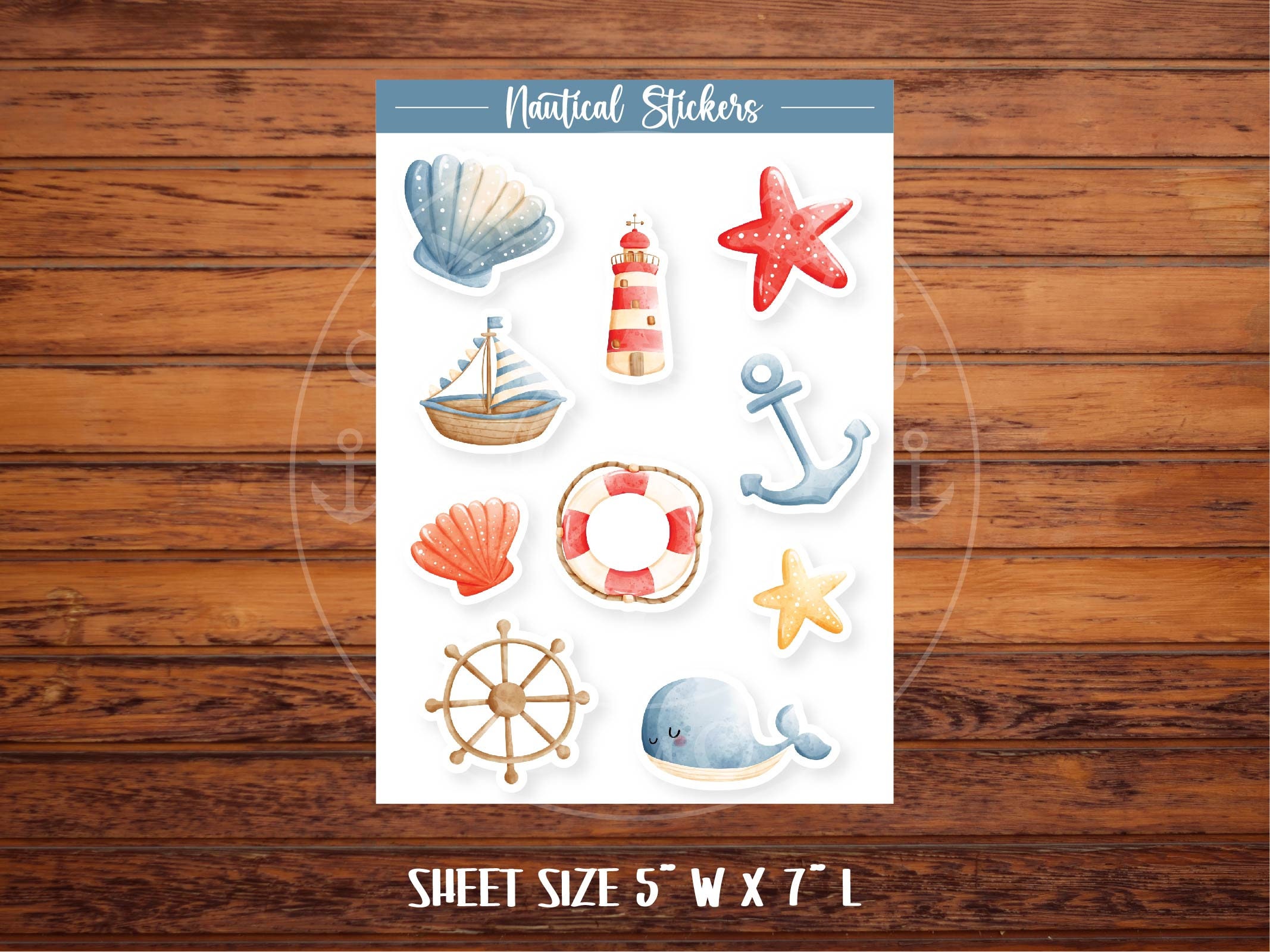 Nautical Watercolor Sticker Set - Etsy