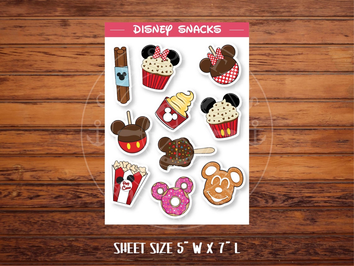 Disney Inspired Snacks Vinyl Sticker Set FE Gift Cruise Gift - Etsy