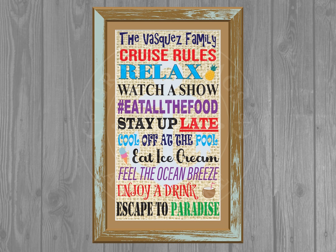 Generic Cruise Rules Cruise Door Magnet (2 Sizes Available) - Etsy