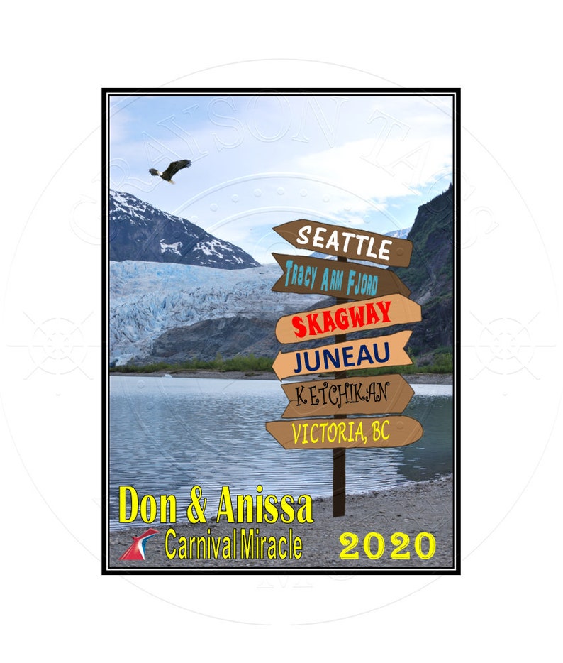 Alaskan Cruise Direction Sign Post Magnet with Ports of Call | Etsy