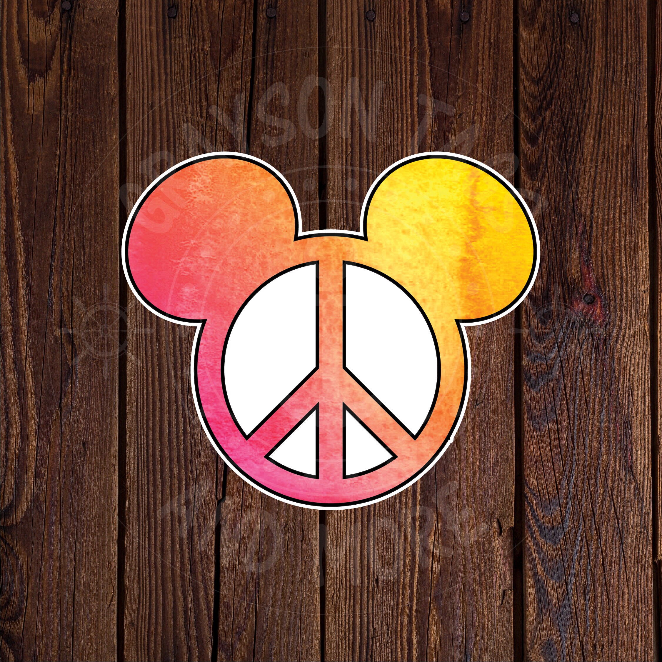 Watercolor Peace Sign Mickey Car Magnet | Etsy