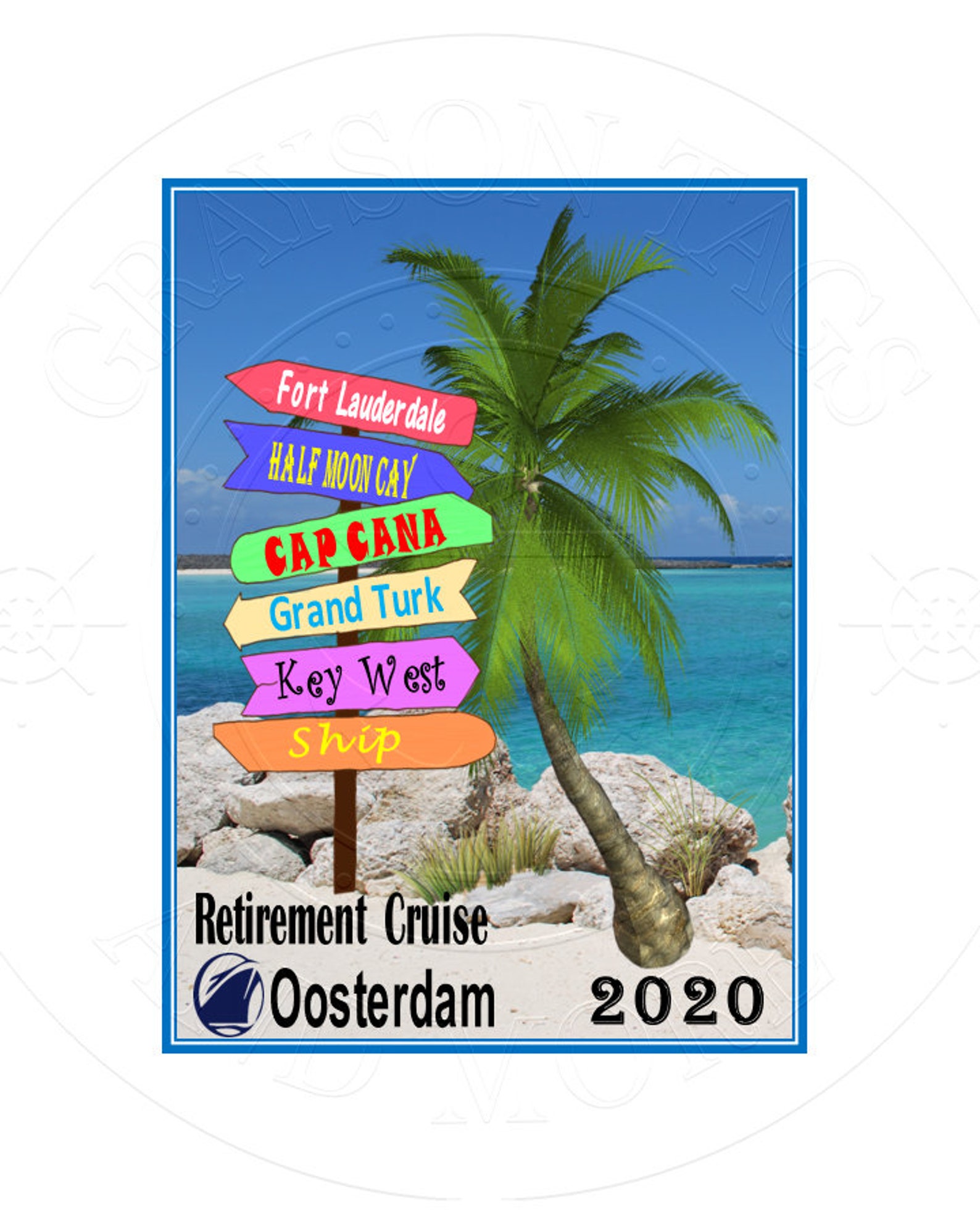 Cruise Direction Sign Post Magnet With Ports of Call | Etsy Canada