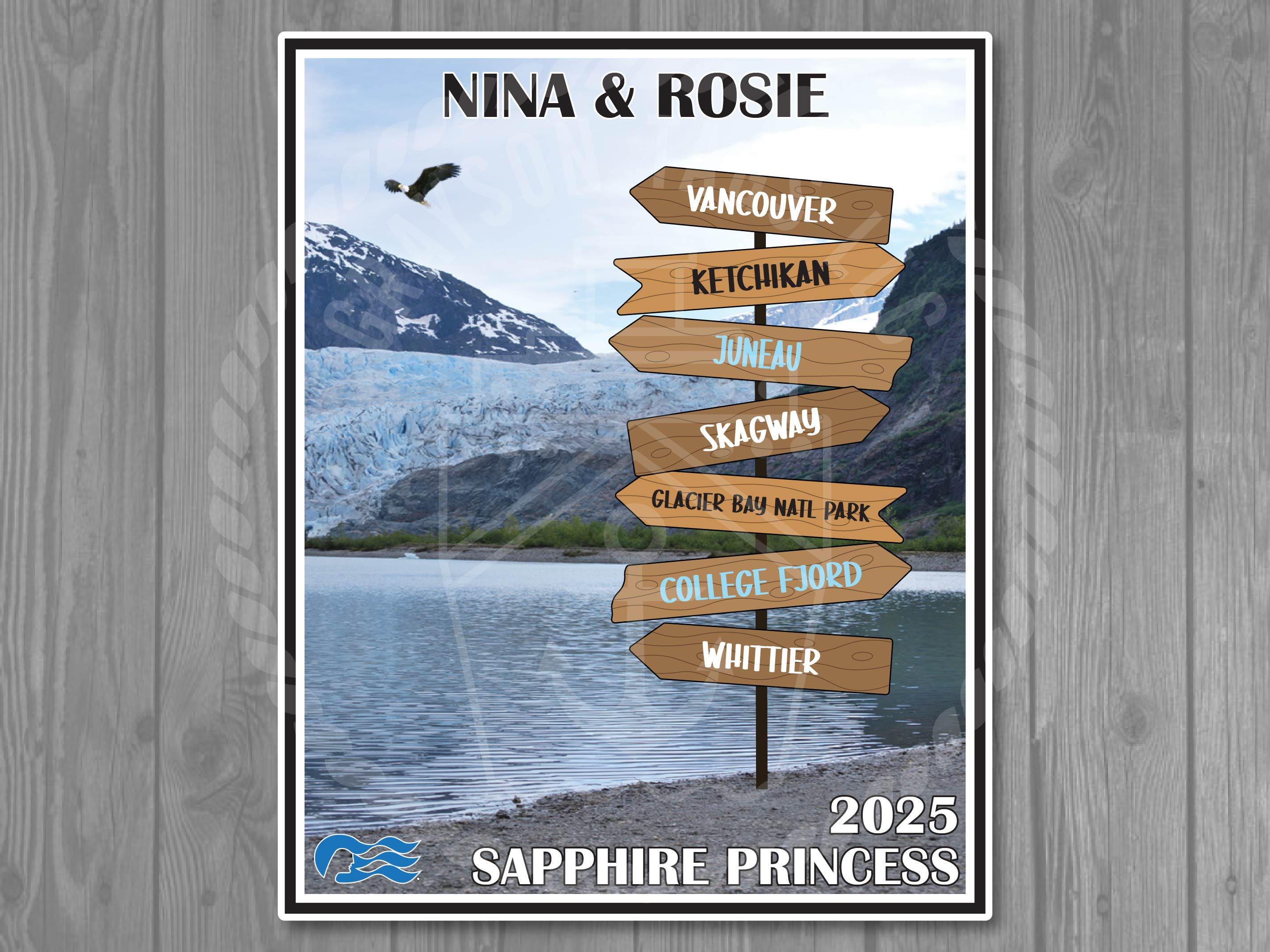 Alaskan Cruise Direction Sign Post Magnet With Ports of Call (2 Sizes ...