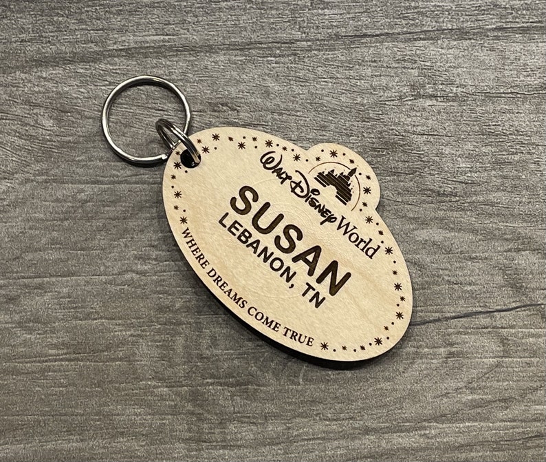 Disney World or Disneyland Cast Member Inspired Wood Keychain - Etsy