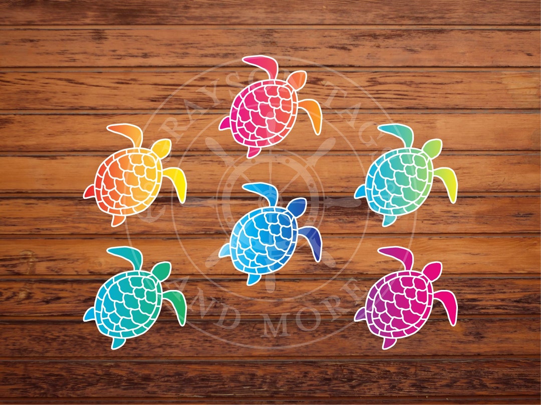 Colorful Sea Turtle Waterproof Sticker - Etsy