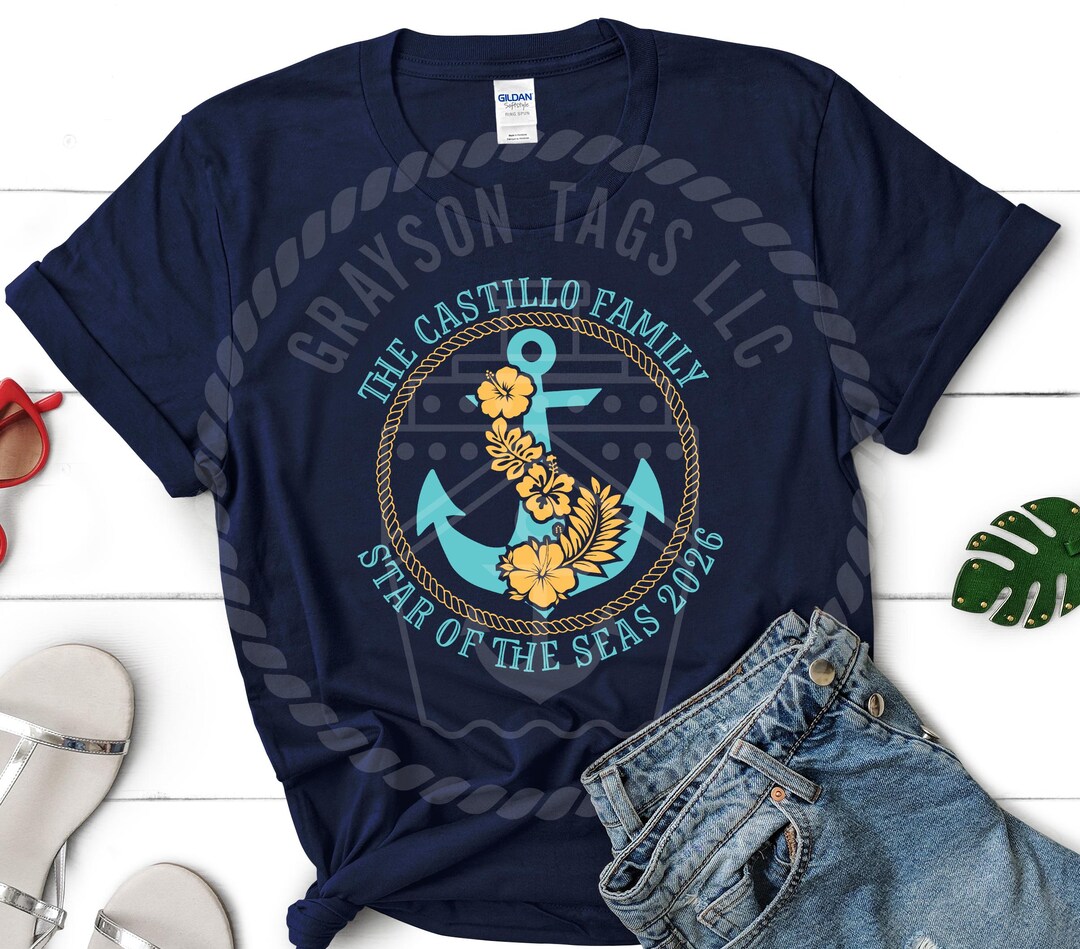 Custom Hibiscus Anchor Cruise T-shirts, Personalized Cruising Matching ...
