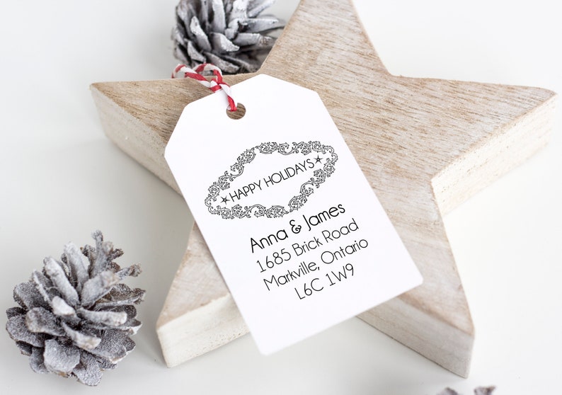 Christmas Address Stamp Personalized Holiday Stamp Happy - Etsy