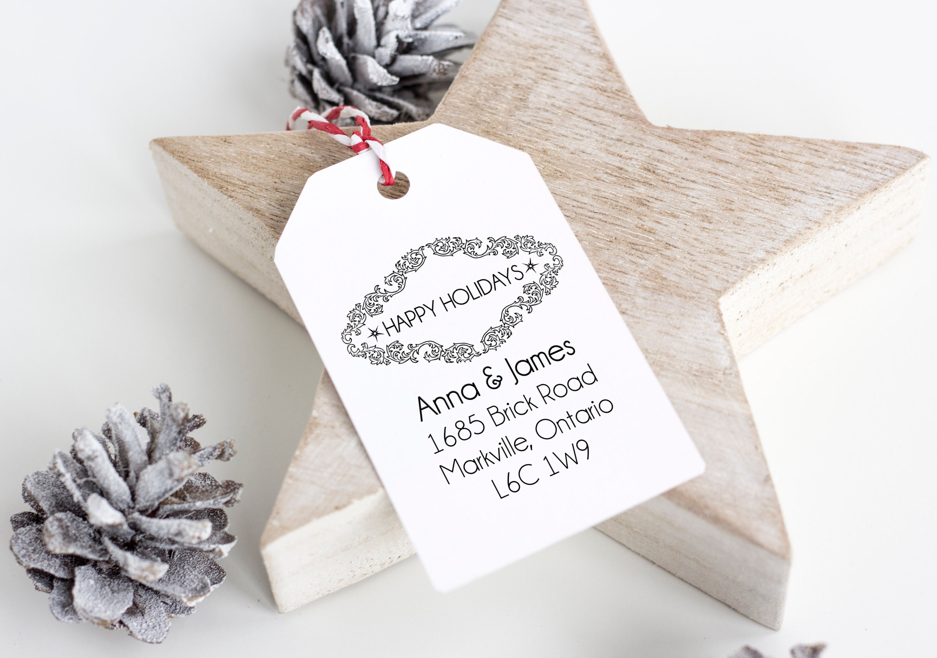 Christmas Address Stamp Personalized Holiday Stamp Happy - Etsy
