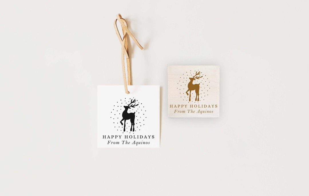 Custom Christmas Stamp, Personalized Holiday Stamp, Happy Holidays ...