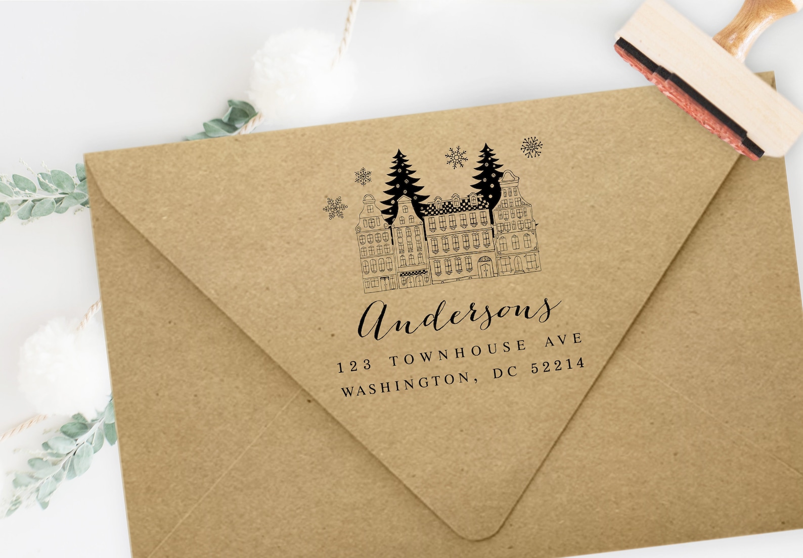 Return Address Stamp Christmas Address Stamp Personalized | Etsy