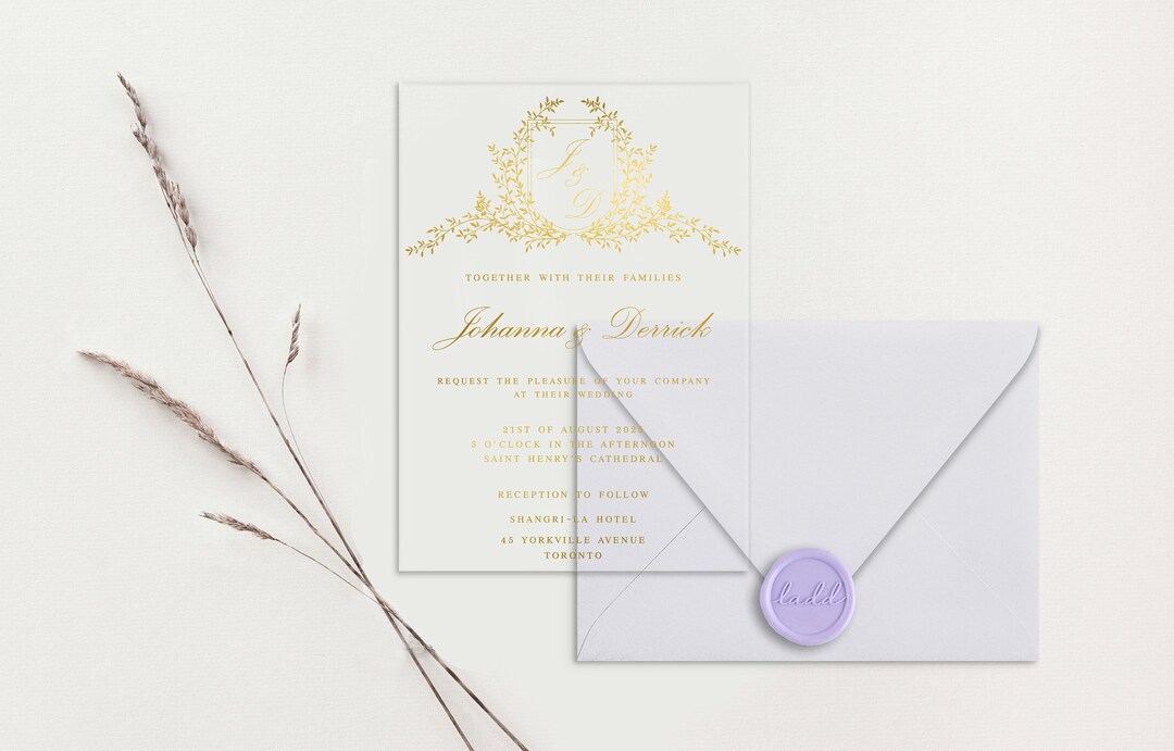 Gold Foil Acrylic Wedding Invitation Suite | Foil Print Acrylic Wedding ...