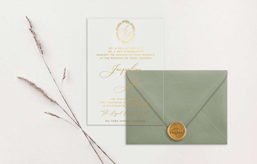 Gold Foil Acrylic Wedding Invitation Suite Foil Print Acrylic Wedding ...