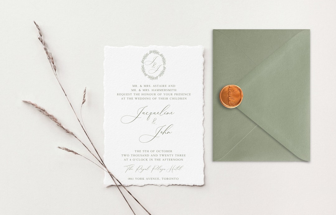 Deckle Edge Wedding Invitation Suite | Cotton Paper Invitations ...