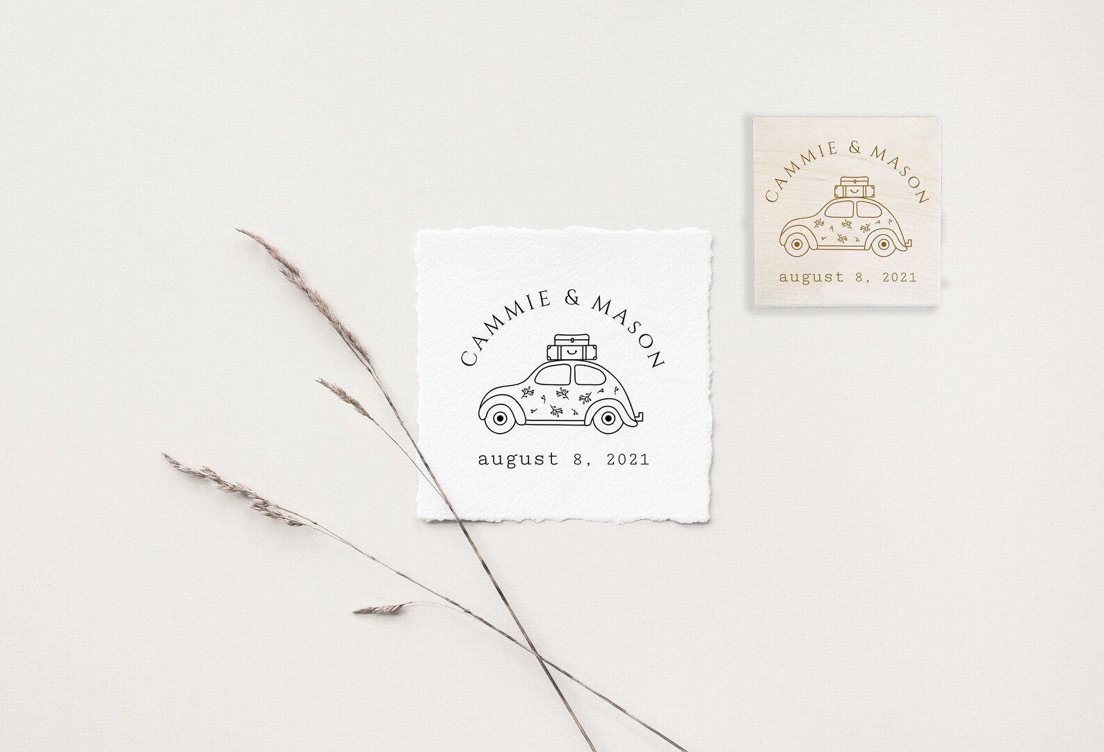 Wedding Car Stamp, Invitation Stamp, Save the Date Stamp, Rubber Stamp ...