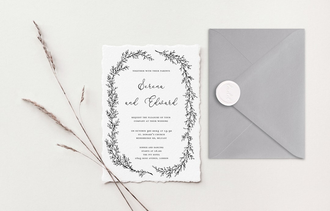 Deckle Edge Wedding Invitation Suite | Cotton Paper Invitations ...