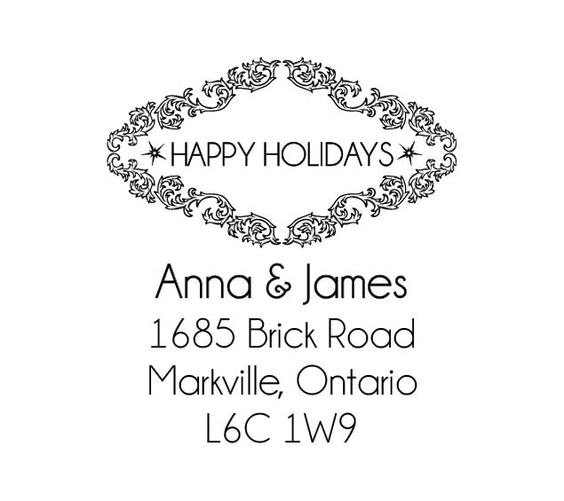 Christmas Address Stamp Personalized Holiday Stamp Happy - Etsy