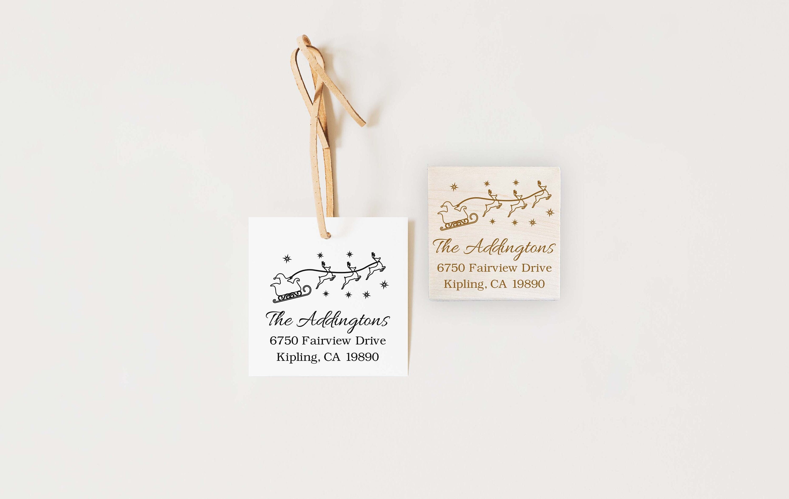 Custom Self-inking Stamp Santa With Reindeers Personalized - Etsy