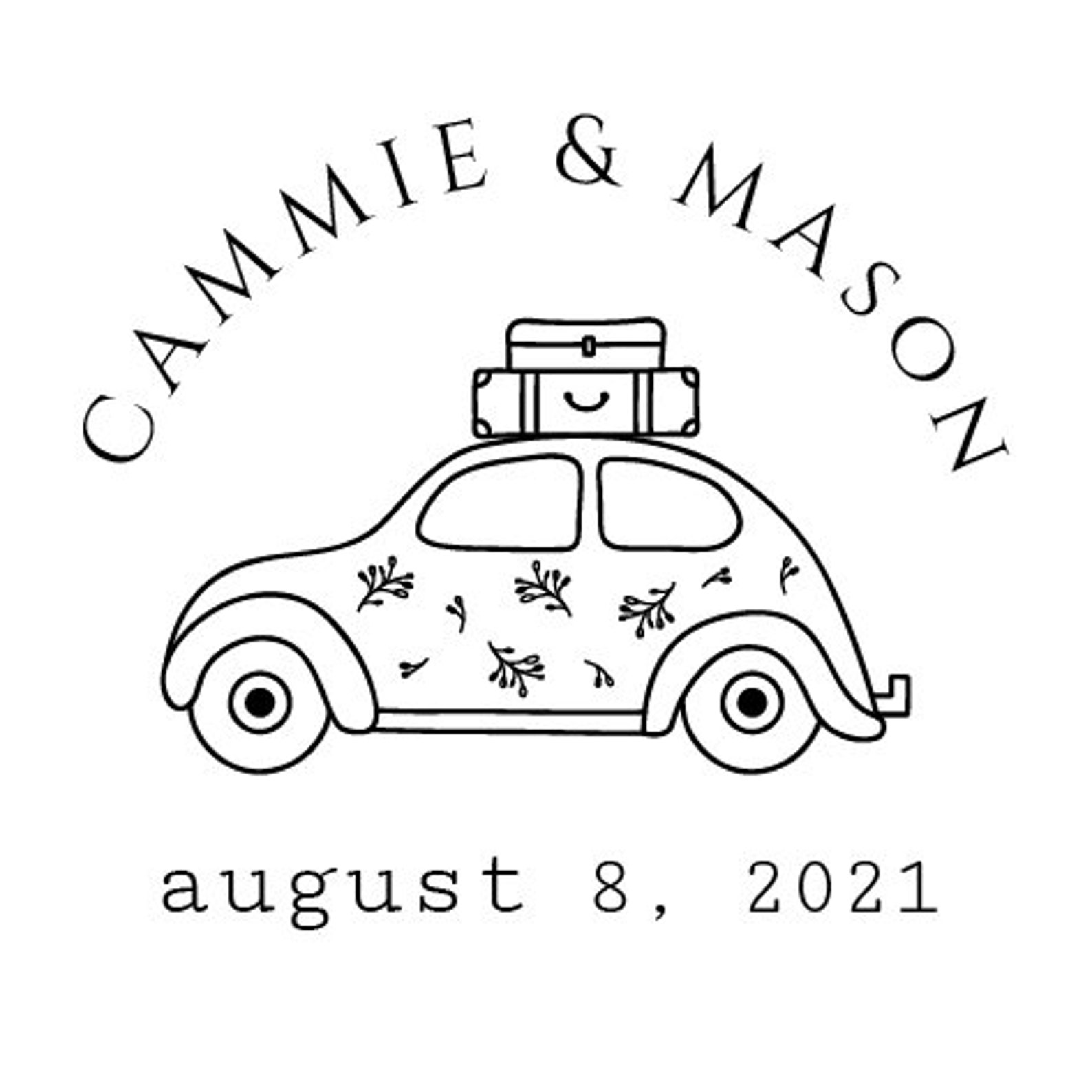 Wedding Car Stamp, Invitation Stamp, Save the Date Stamp, Rubber Stamp ...