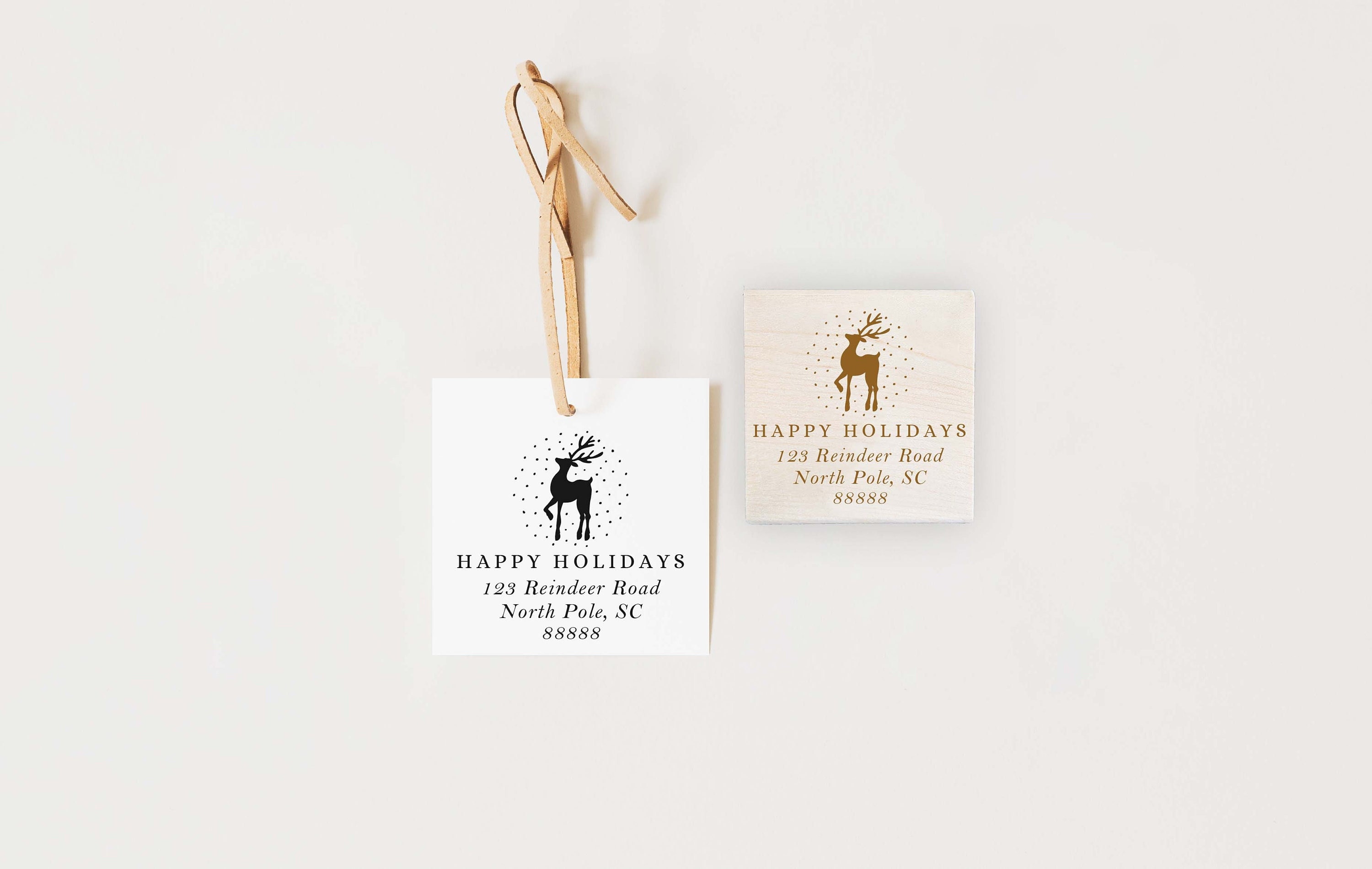 Christmas Address Stamp Personalized Holiday Stamp Happy - Etsy