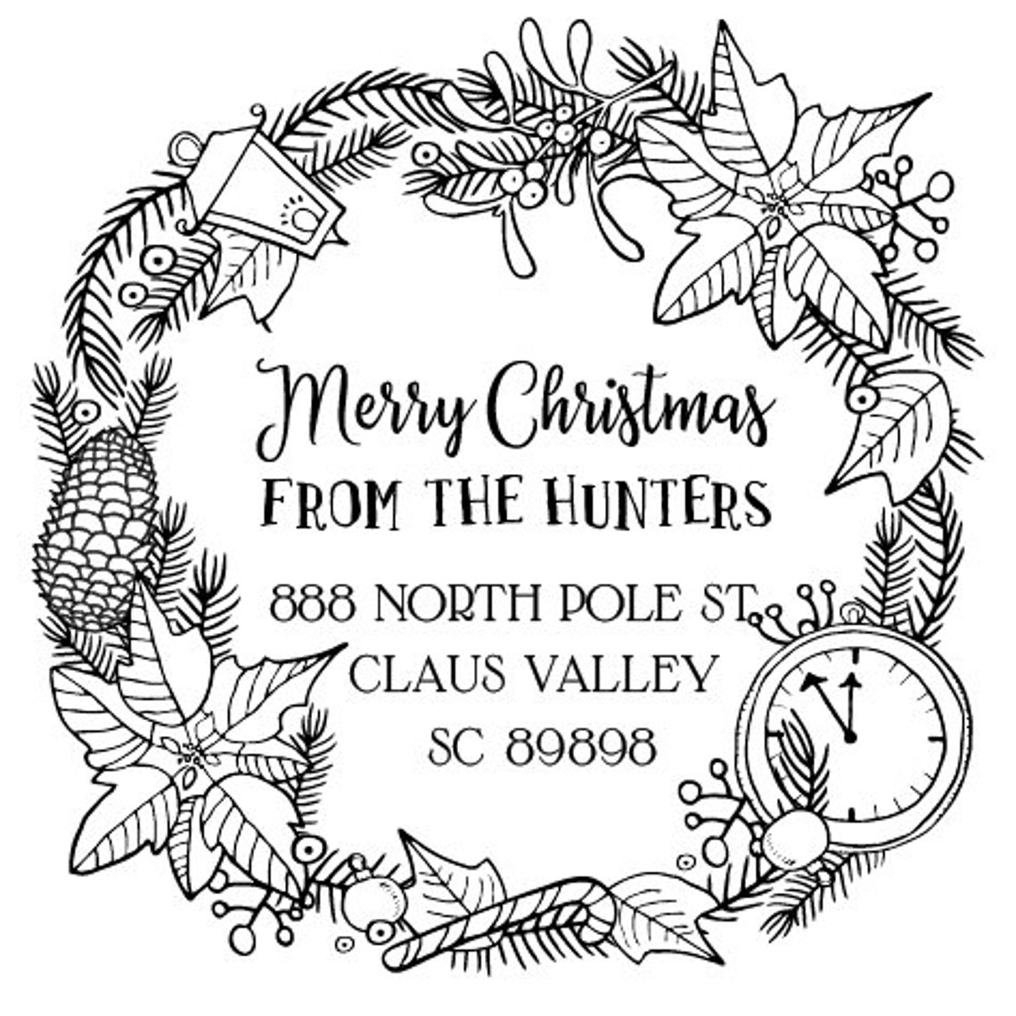 Christmas Address Stamp Personalized Holiday Stamp Merry - Etsy