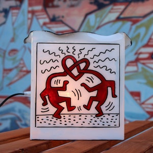 Contemporary Art in Light Haring-inspired Handmade Lamp - Etsy