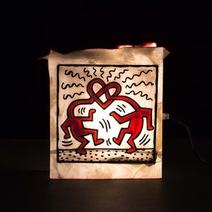Contemporary Art in Light Haring-inspired Handmade Lamp - Etsy