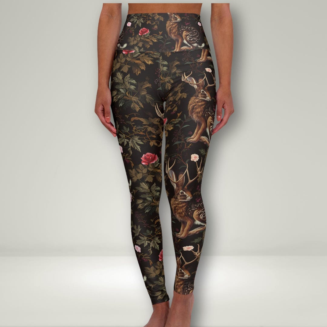 Unique Forestcore Cottagecore Jackalope High Waisted Leggings, Witchy ...