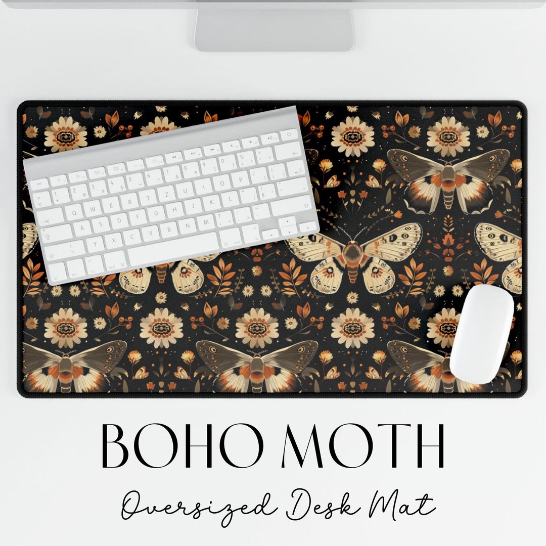 Fall Autumn Boho Moth Aesthetic Desk Mats, Large Mouse Pad, Oversized ...