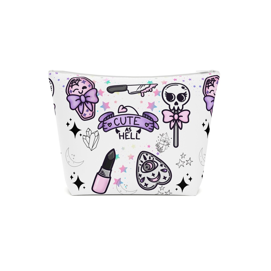 Goth Girl Dark Witchy Aesthetic Cotton Cosmetic Bag, Makeup Pouch, Gift ...