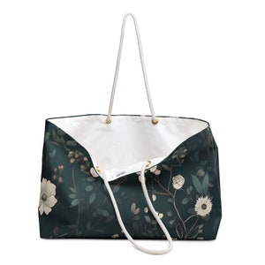 Green Flower Cute Weekender Bag, Vacation Tote Bag, Birthday Gift for ...