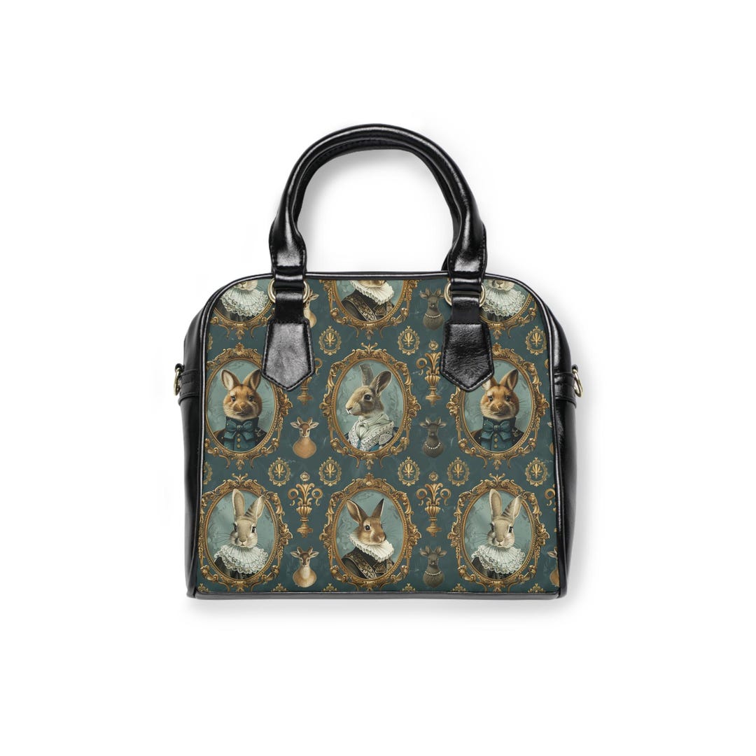 Victorian Rabbits Gold Frame Shoulder Handbag, Unique Gift for Her ...