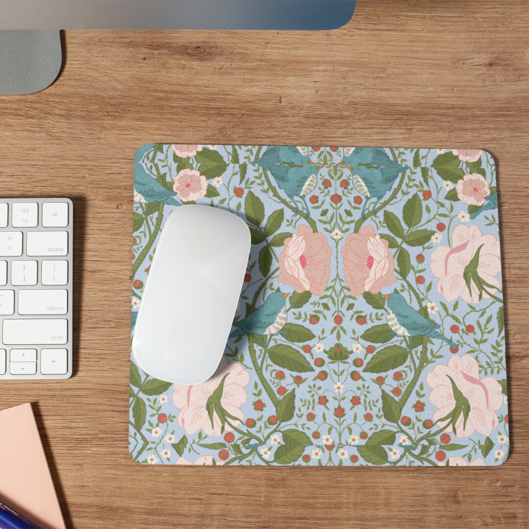 Bird Lover Vintage Floral Mouse Pad, Rectangle Office Decor for Her ...