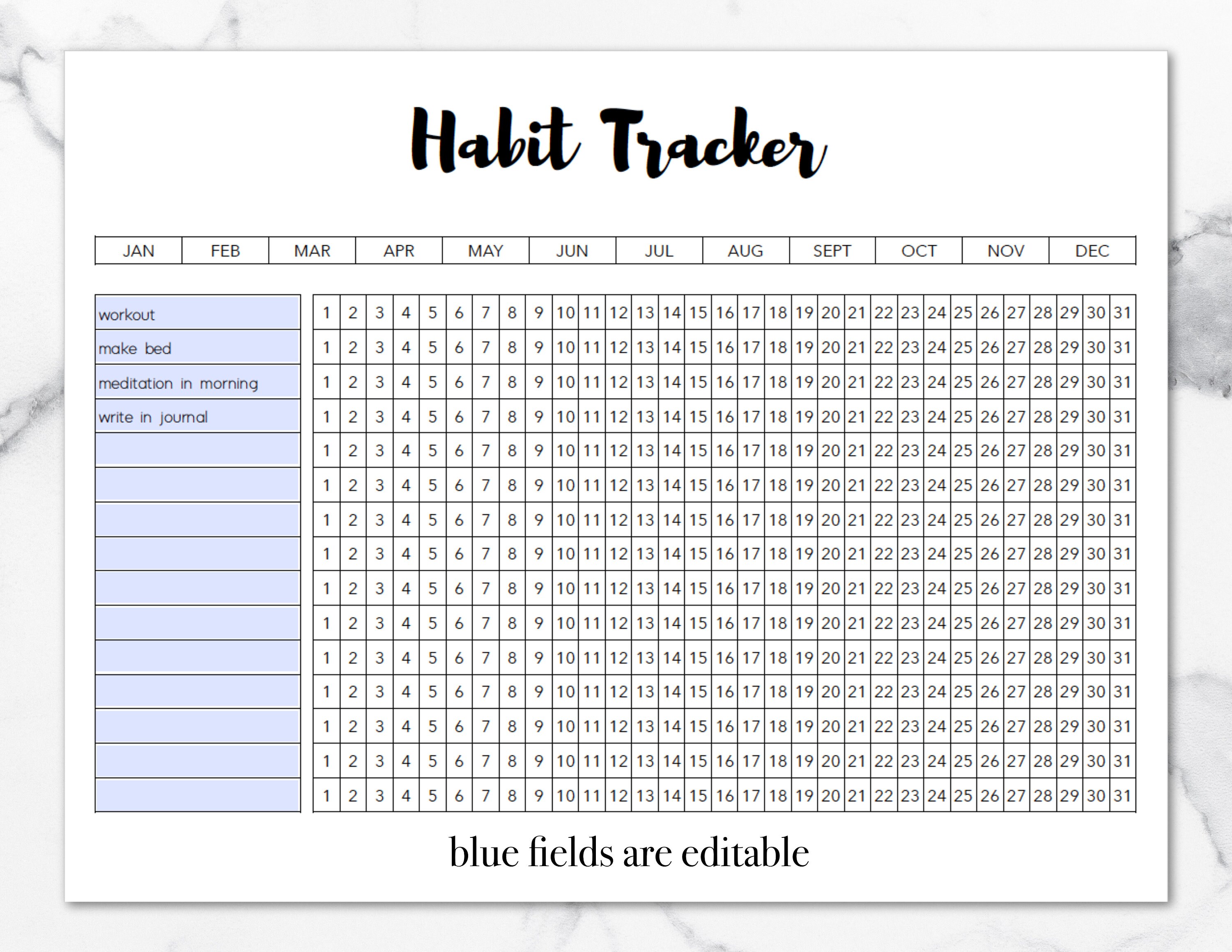 EDITABLE Habit Tracker Printable, Routine Goal Planner, Daily Weekly ...