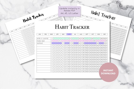 EDITABLE Habit Tracker Printable Routine Goal Planner Daily | Etsy