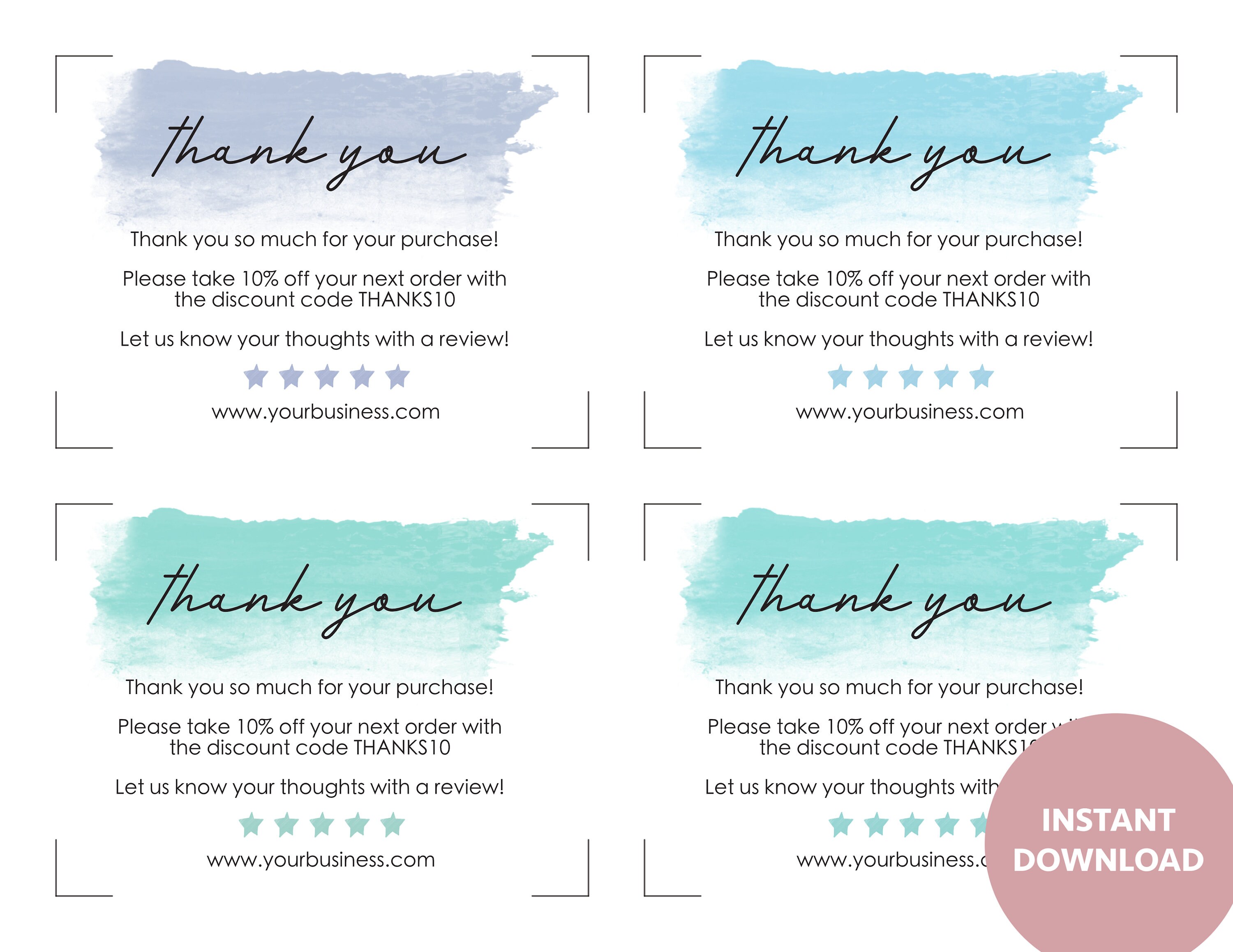 EDITABLE DIY Printable Thank You Note for Small Business - Etsy