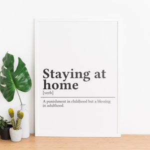 Staying at Home Definition Printable Housewarming Vertical - Etsy
