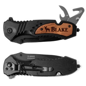 Personalized Laser Engraved Pocket Knife, Partially Serrated Stainless ...
