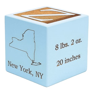 Personalized Newborn Baby Wooden Cube With Birth Stats, Natural, Pink ...