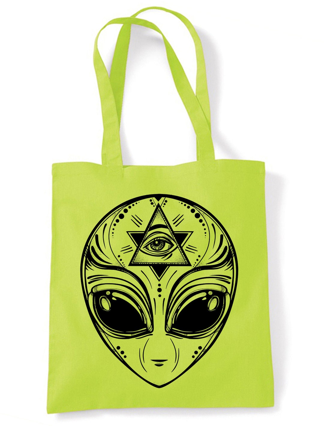 Alien Face Area 51 UFO Large Print Tote Shoulder Shopping Bag - Etsy