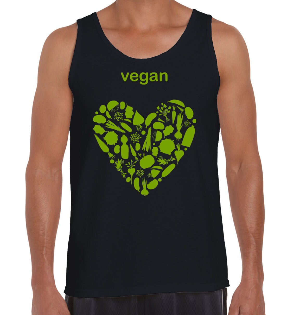 Vegan Heart Men's Vest Tank Top Vegan Vegetarian Animal - Etsy España